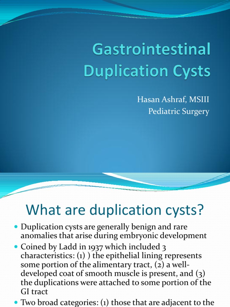Gastrointestinal Duplication Cysts Overview | PDF | Gastrointestinal ...