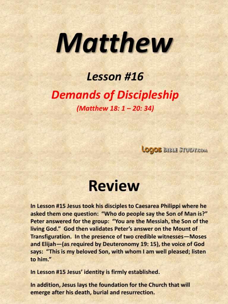 Demands of Discipleship | PDF | Disciple (Christianity) | Gospel Of Matthew