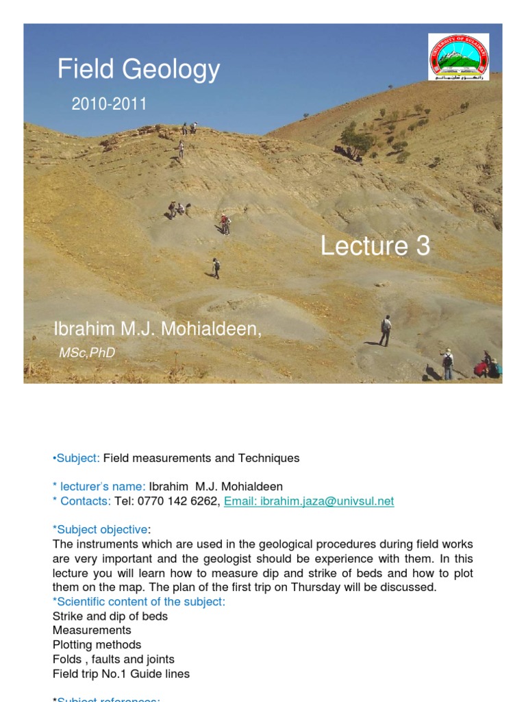 FG Lecture 3 Field Measurements and Techniques | PDF | Compass | Geology