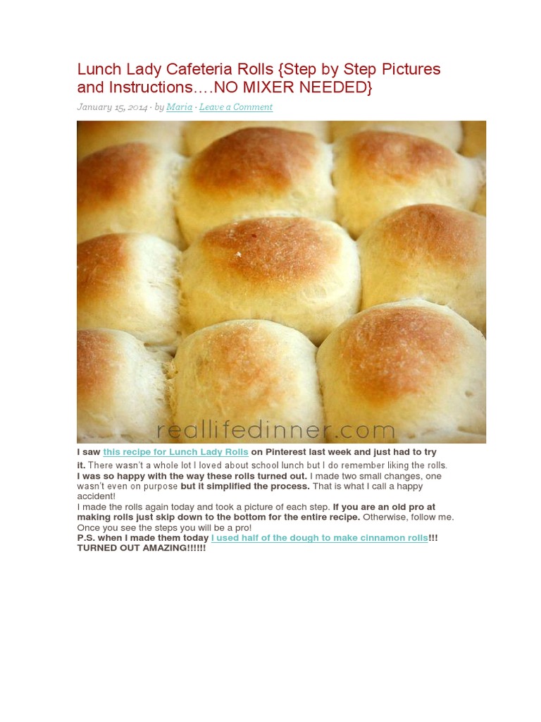 Lunch Lady Cafeteria Rolls | Download Free PDF | Baker's Yeast | Dough