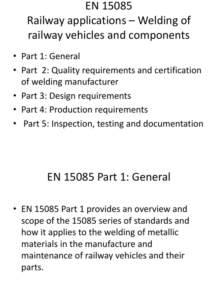 EN 15085: Railway Welding Standards | PDF