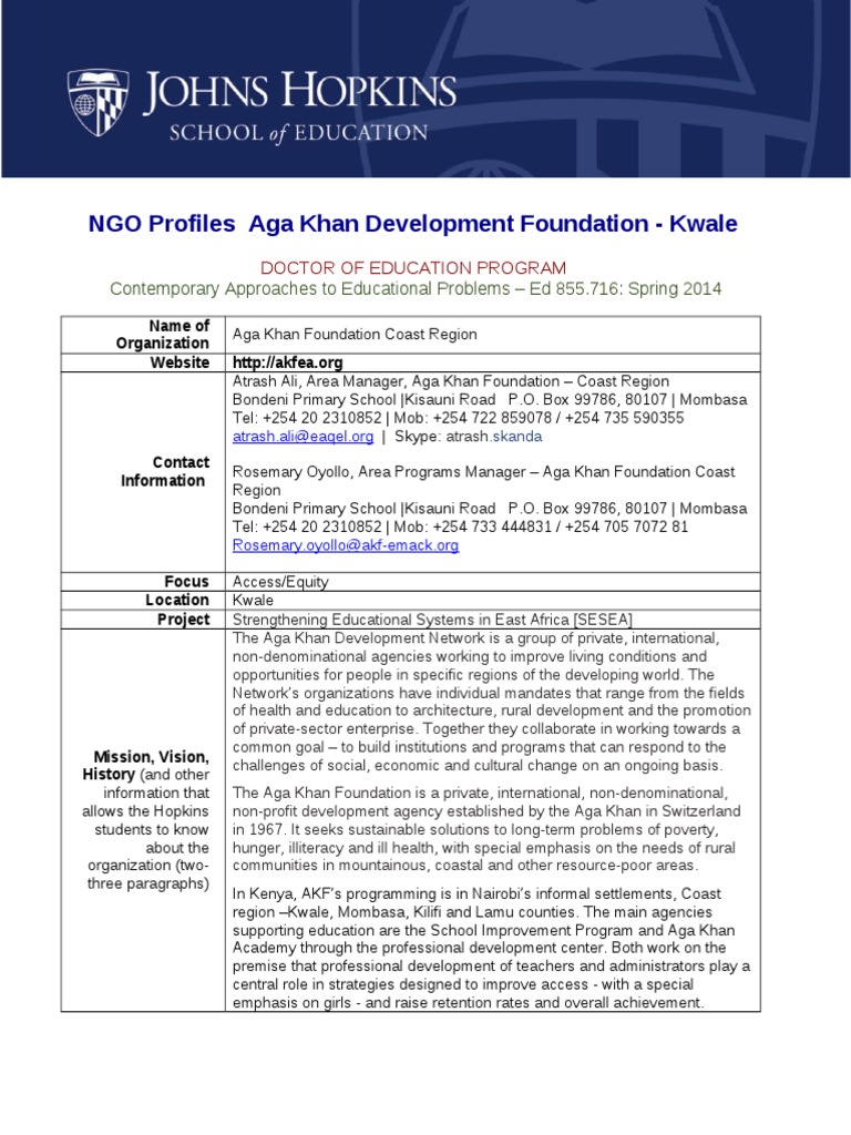 NGO Profile-AKDF Kwale | PDF