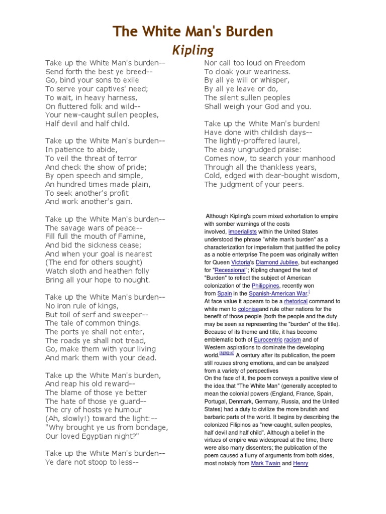 The White Man's Burden by Kipling | PDF