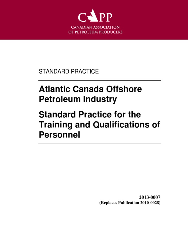 CAPP - Standard Practice For The Training | PDF | Emergency | Safety