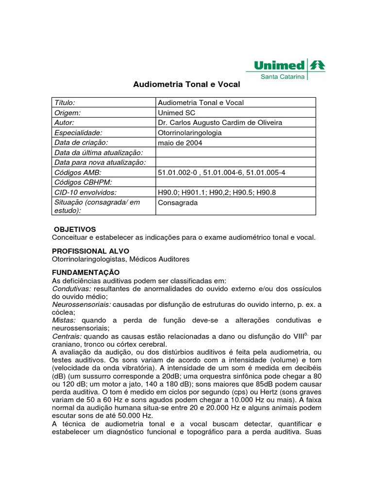 3 - Audiometria Tonal e Vocal PDF | PDF | Orelha | Som