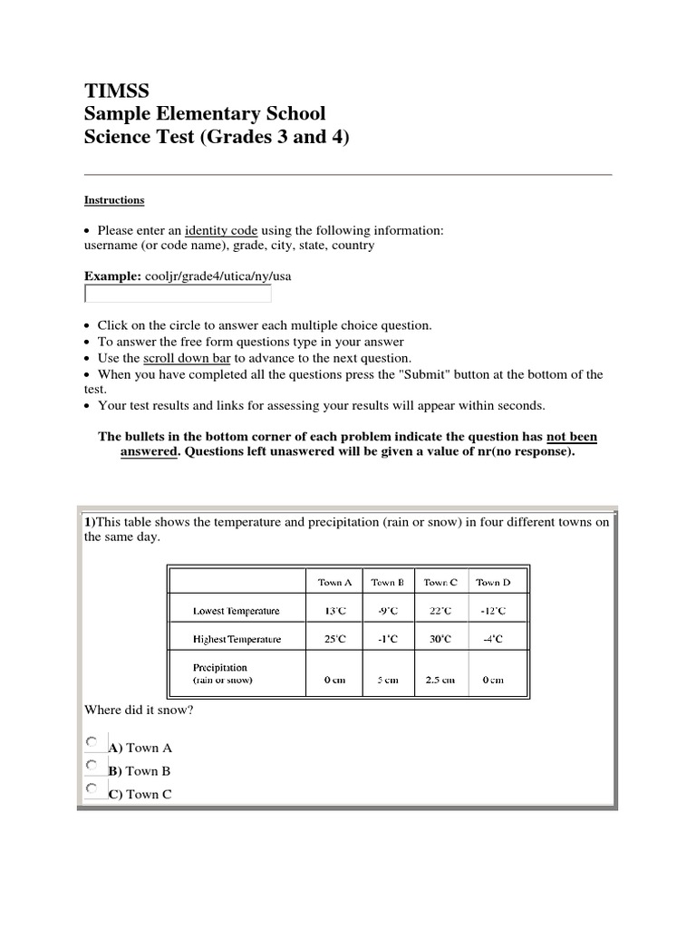 TIMSS SC Grade 3,4 Sample Question | PDF | Moon | Atmosphere Of Earth