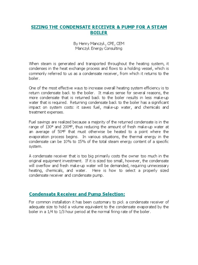 Condensate Receiver Sizing | PDF | Home & Garden | Science & Mathematics