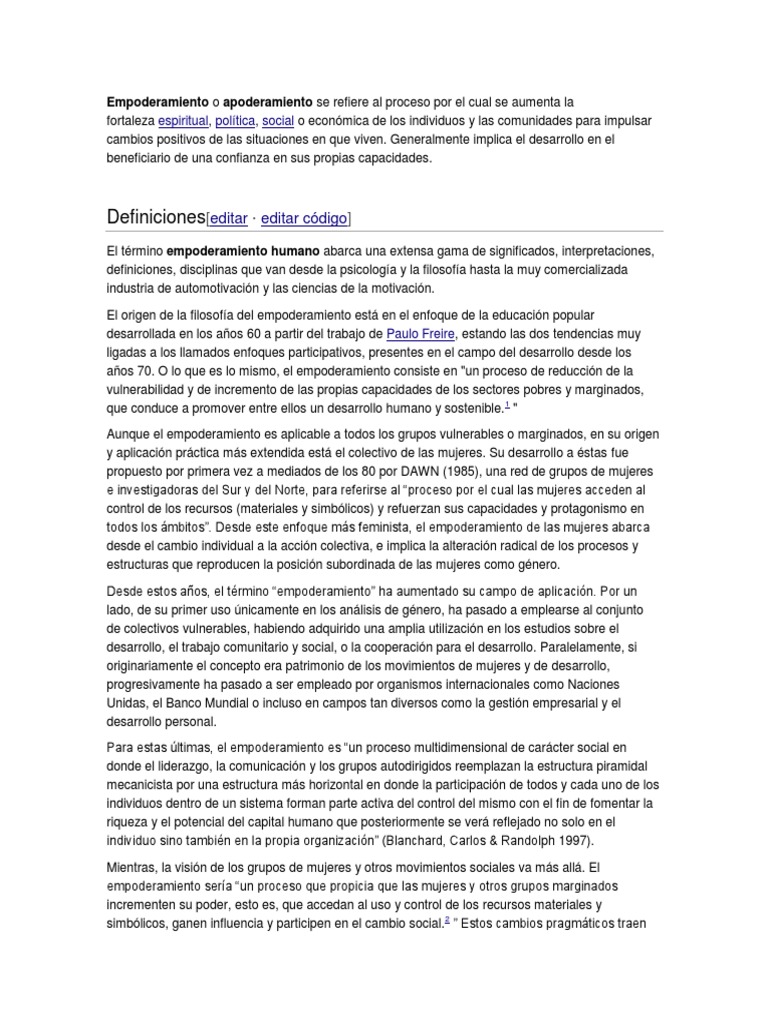 Empoderamiento: Definición y Contexto | PDF | Empoderamiento | Mujer