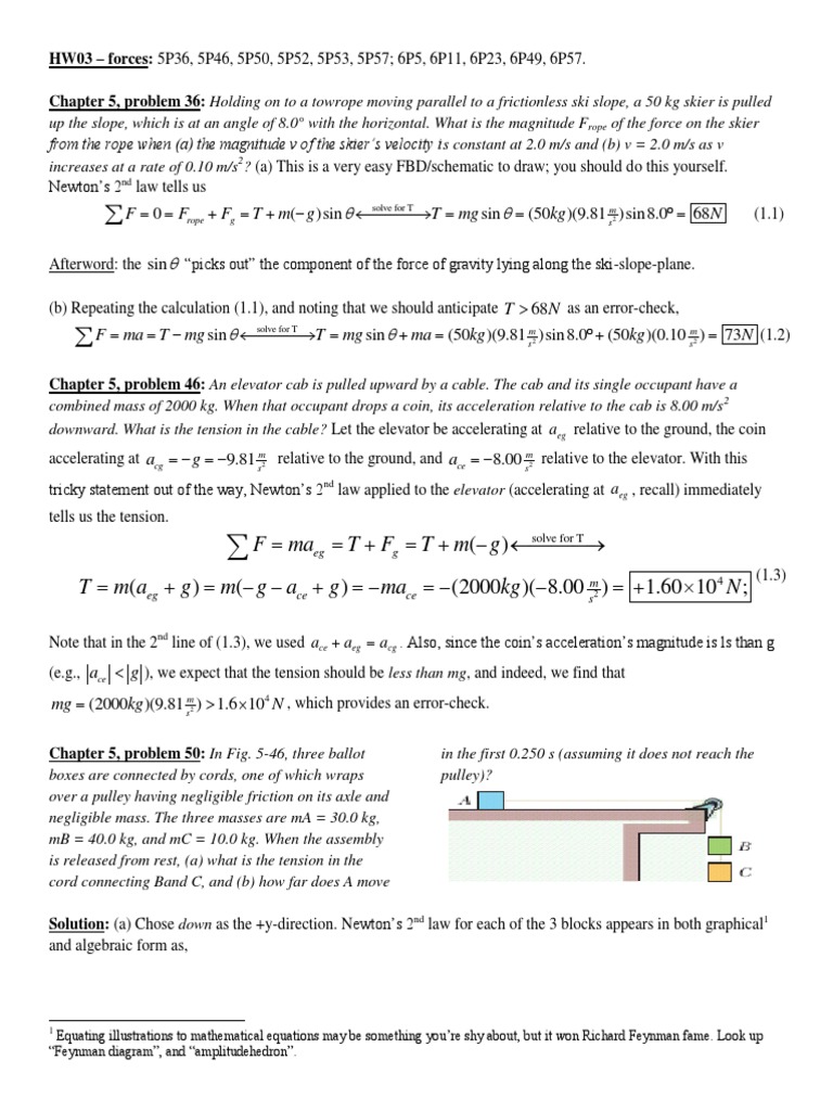 HW03 - Forces | PDF | Tension (Physics) | Force