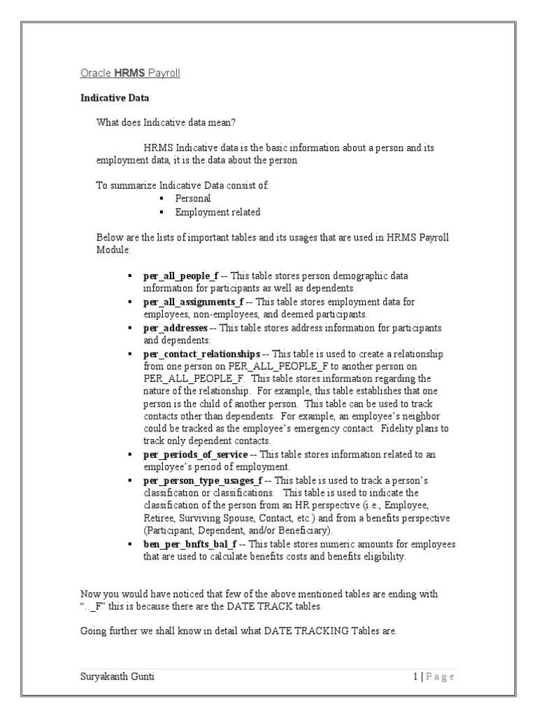Understanding Oracle HRMS Indicative Data | PDF | Employment ...