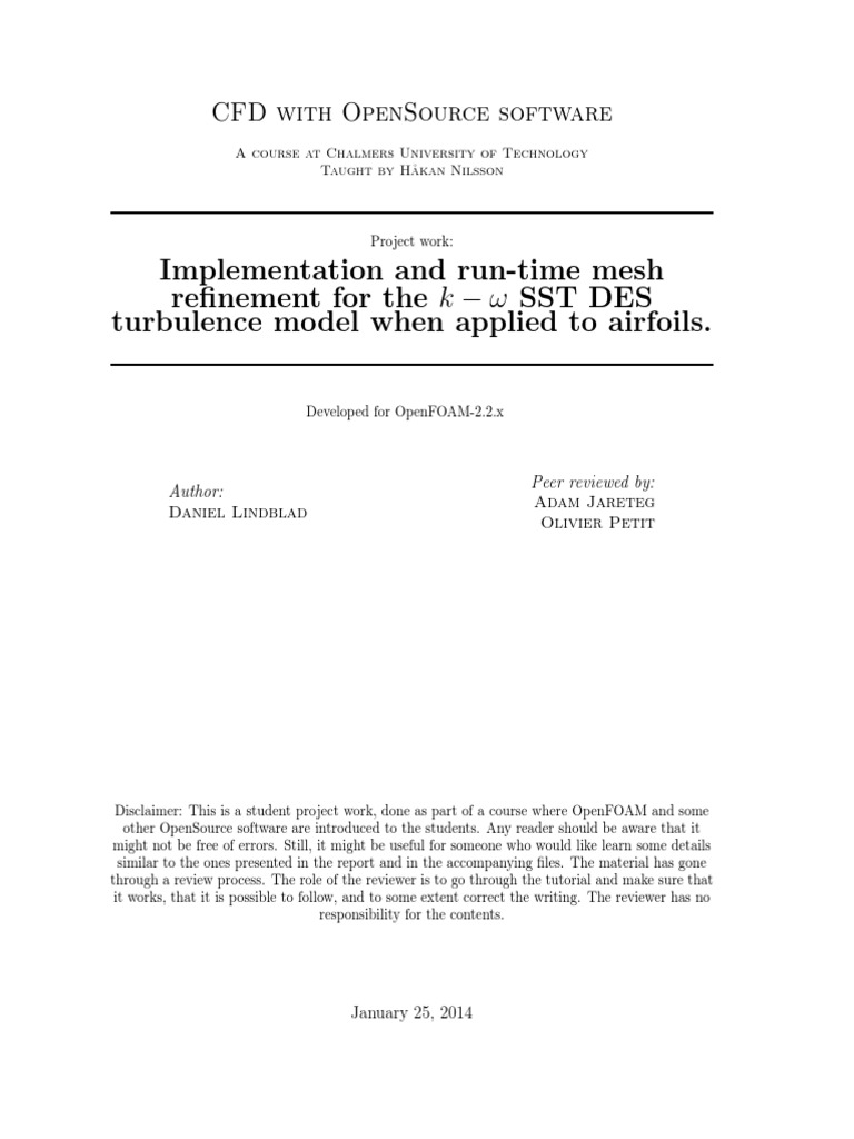 k Omega SST DES Report | Turbulence | Viscosity