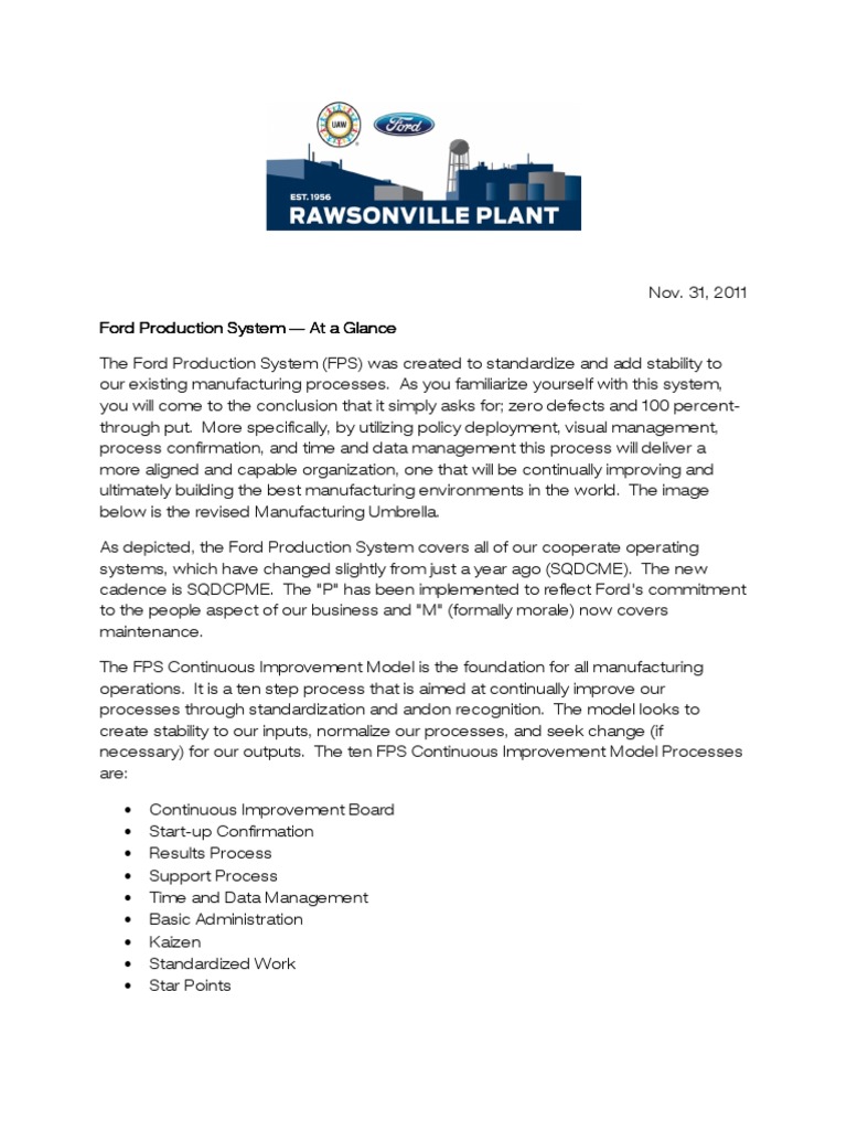 Ford Production System | PDF | Leadership | Evaluation