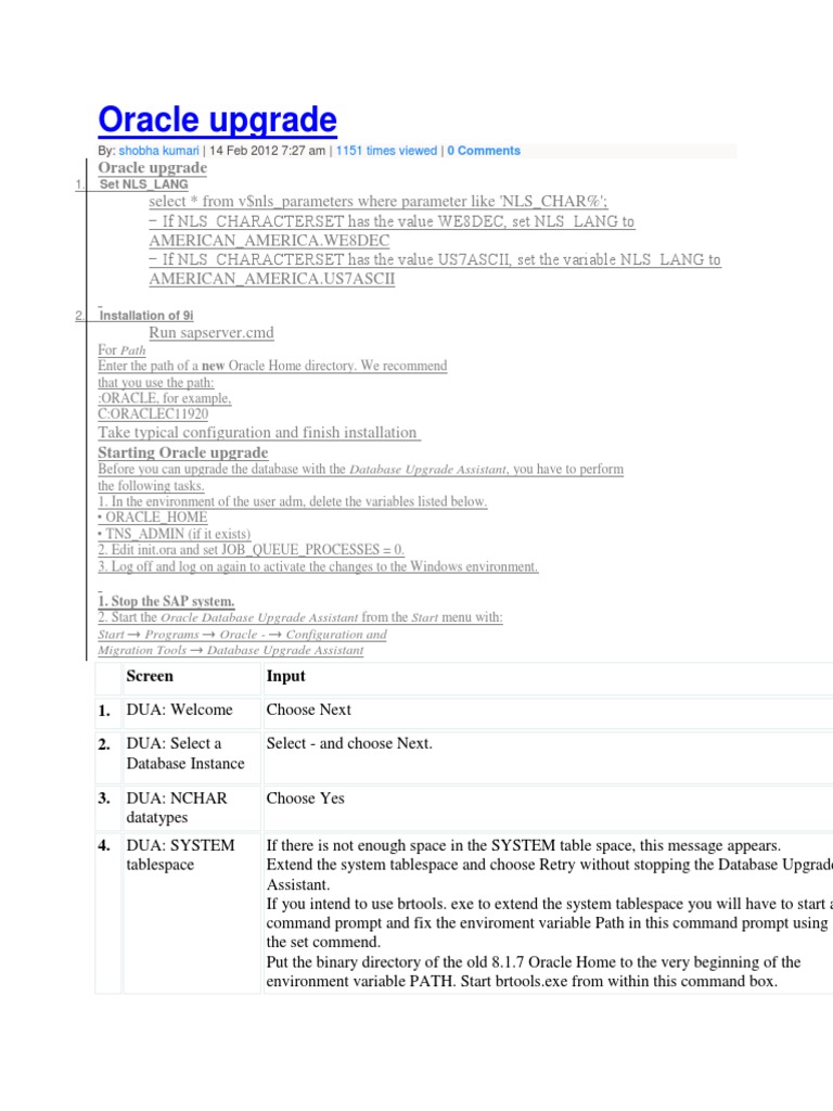 Sap Oracle Upgrade | PDF | Oracle Database | Windows Registry