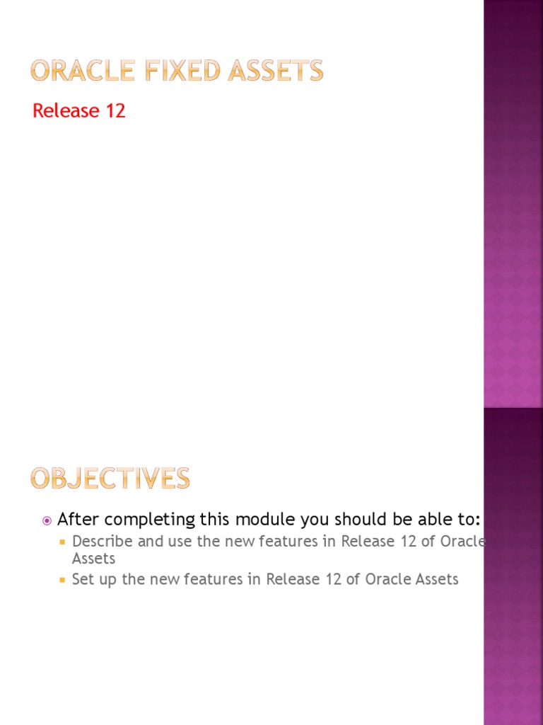 Oracle Fixed Assets | PDF