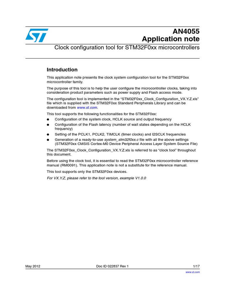 Clock Configuration Tool For STM32F0xx Microcontrollers | PDF | Microcontroller | Intellectual ...