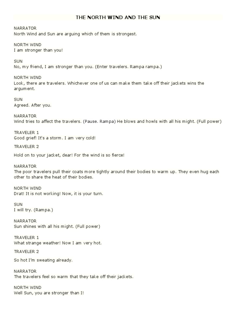 The North Wind and The Sun | PDF