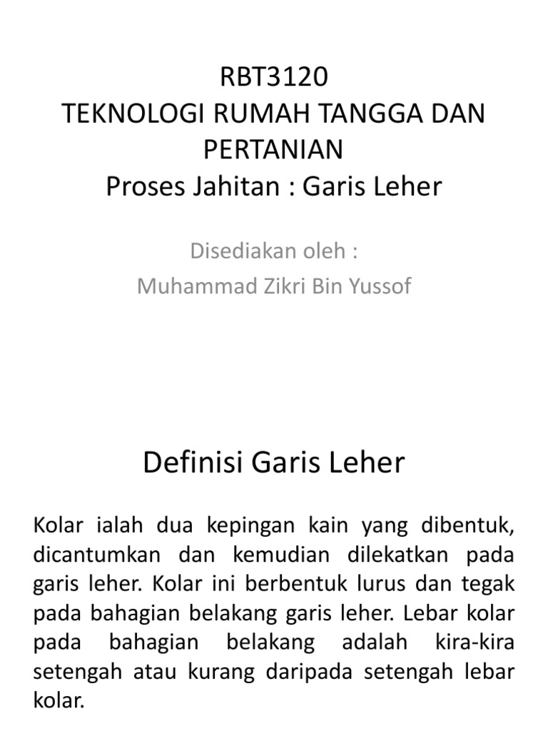 KOLAR LURUS: PANDUAN LENGKAP UNTUK MENJAHIT GARIS LEHER YANG ELEGAN | PDF