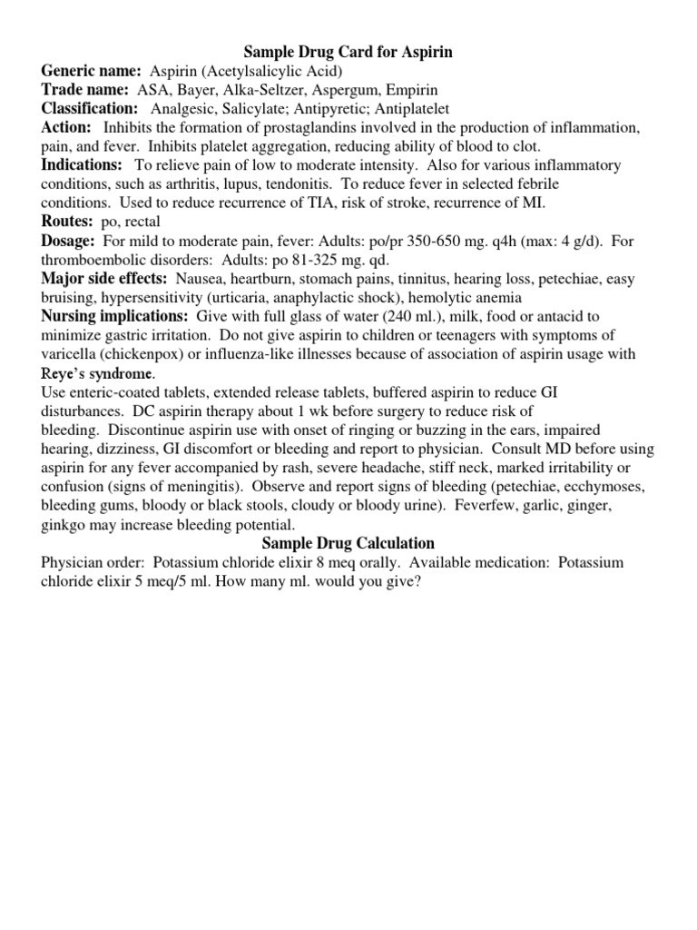 Sample Drug Card | PDF | Wellness