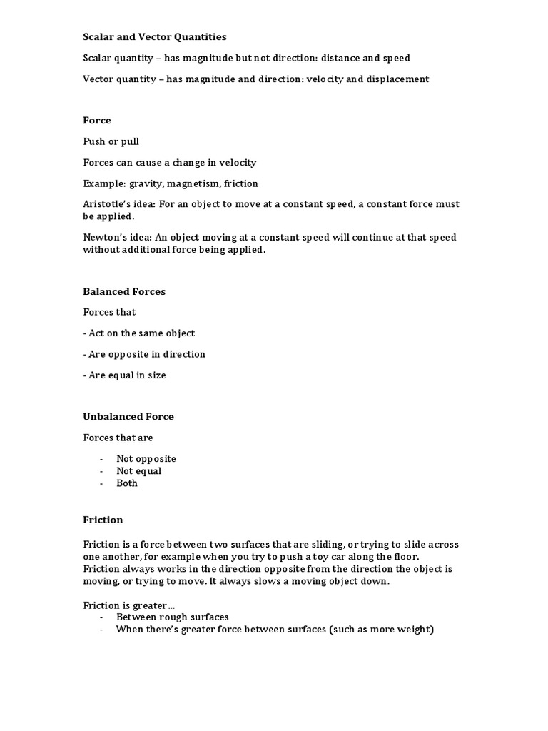 Scalar and Vector Quantities | PDF | Friction | Force