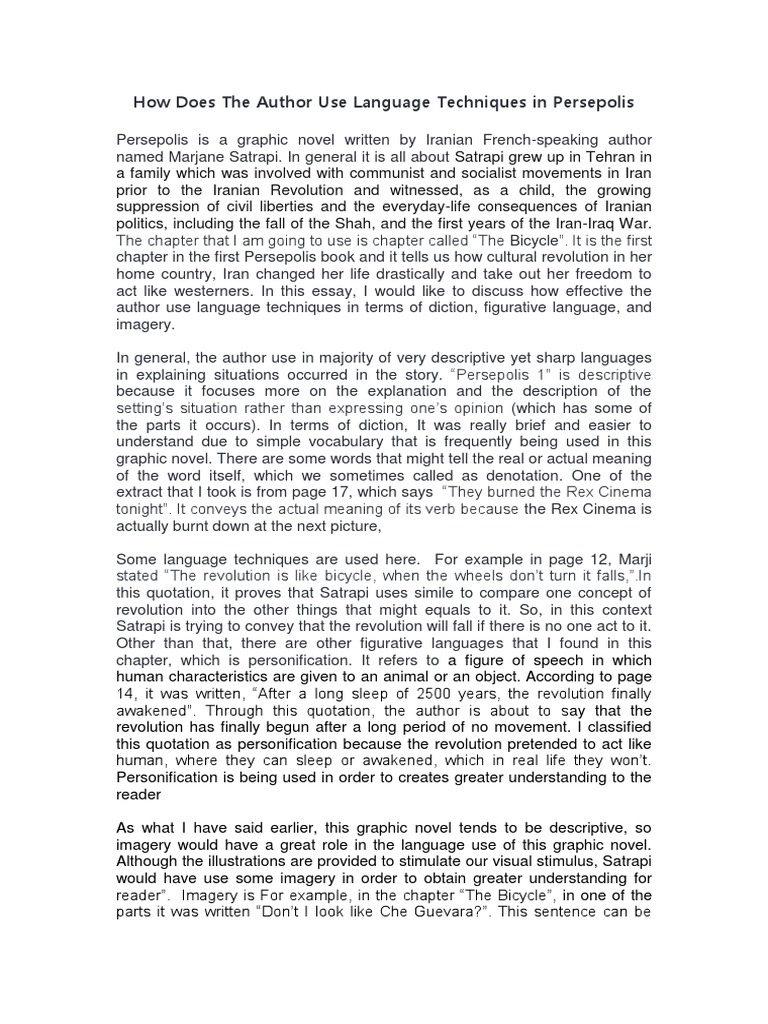 How the Author Uses Language in Persepolis | PDF | Cognitive Science ...