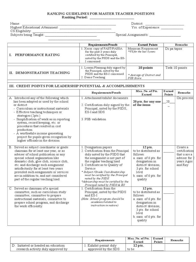 Individual Rating Sheet MT | PDF | Teaching | Learning