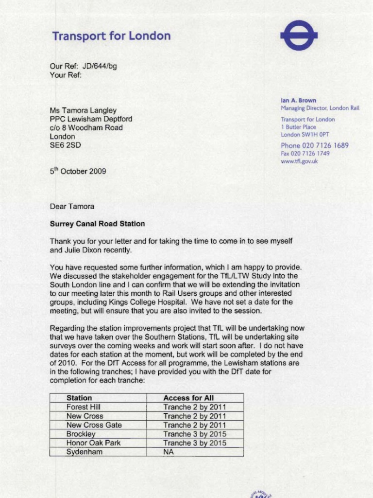 Letter From London Rail | PDF | London | Public Transport