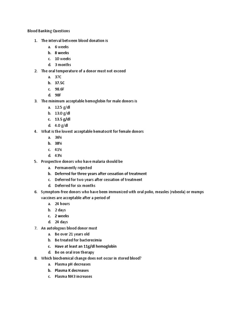 Blood Banking Questions | PDF | Blood Type | Body Fluids