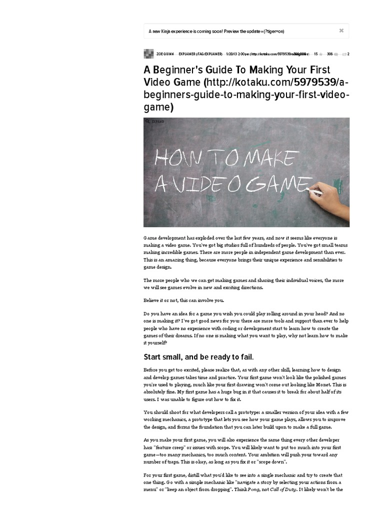 A Beginner's Guide To Making Your First Video Game PDF | PDF | Adobe ...