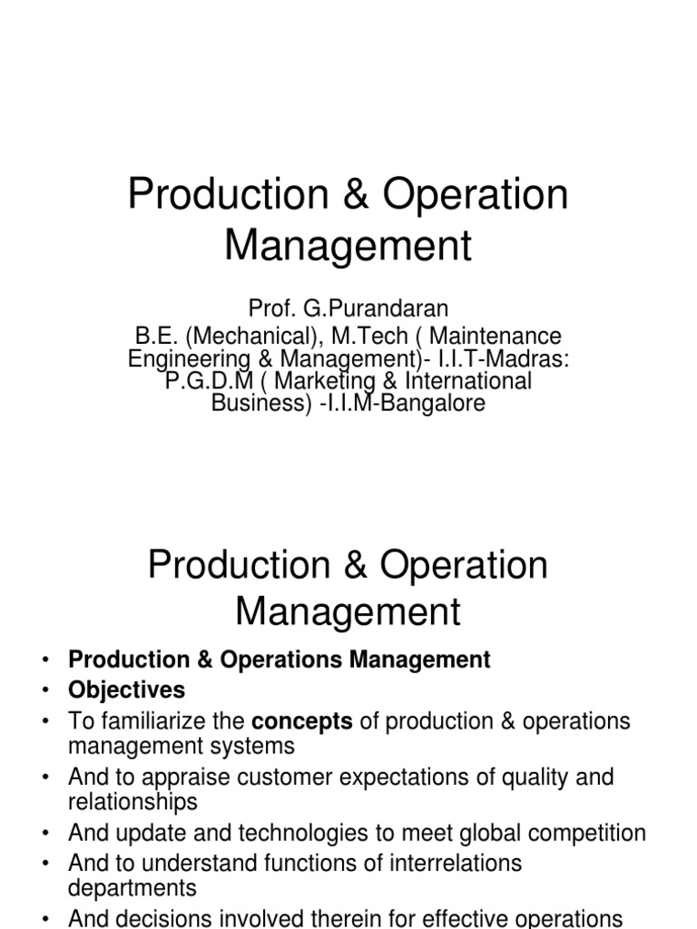 Production & Operation Management | PDF