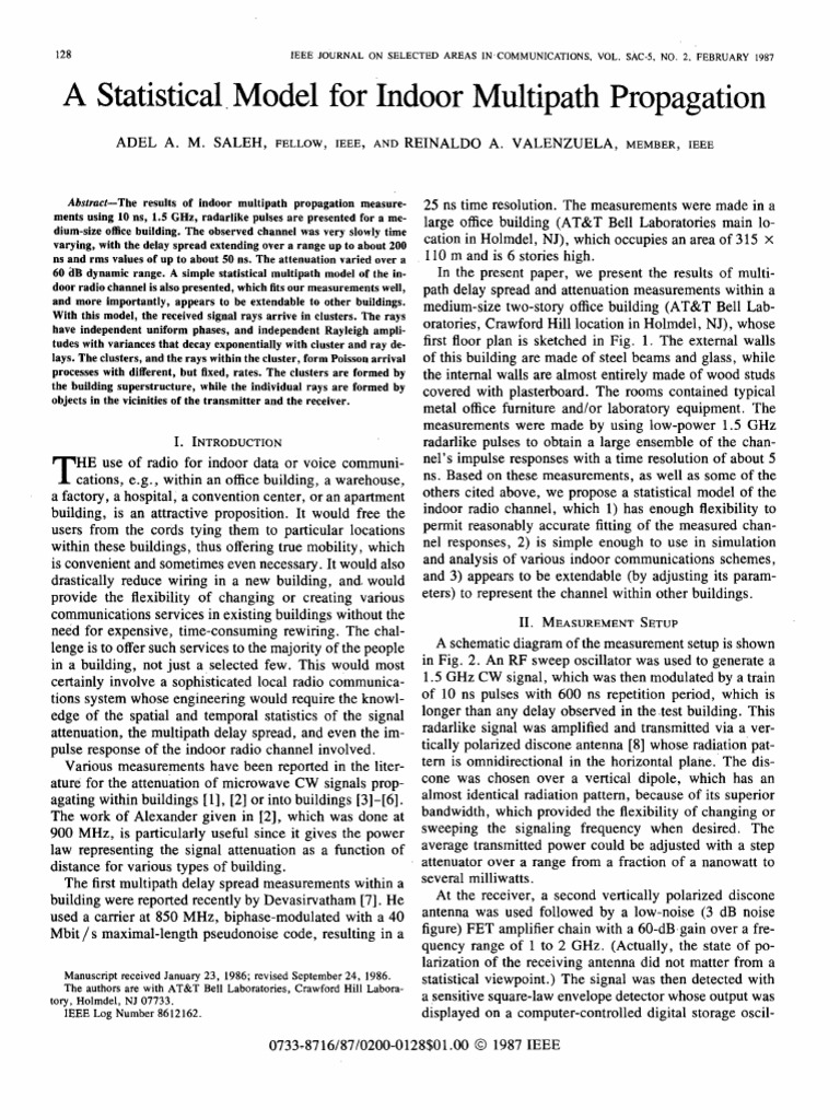 Indoor Multipath Propagation Model | PDF | Antenna (Radio ...