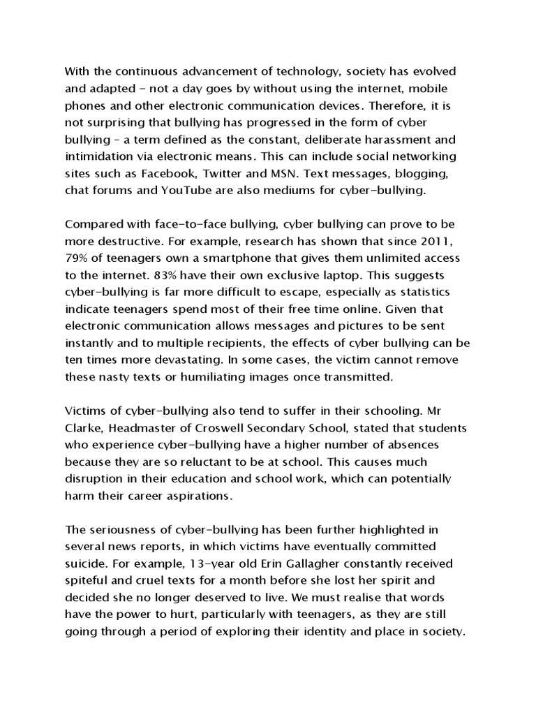 Cyber Bullying: Writing to Argue | Cyberbullying | Bullying