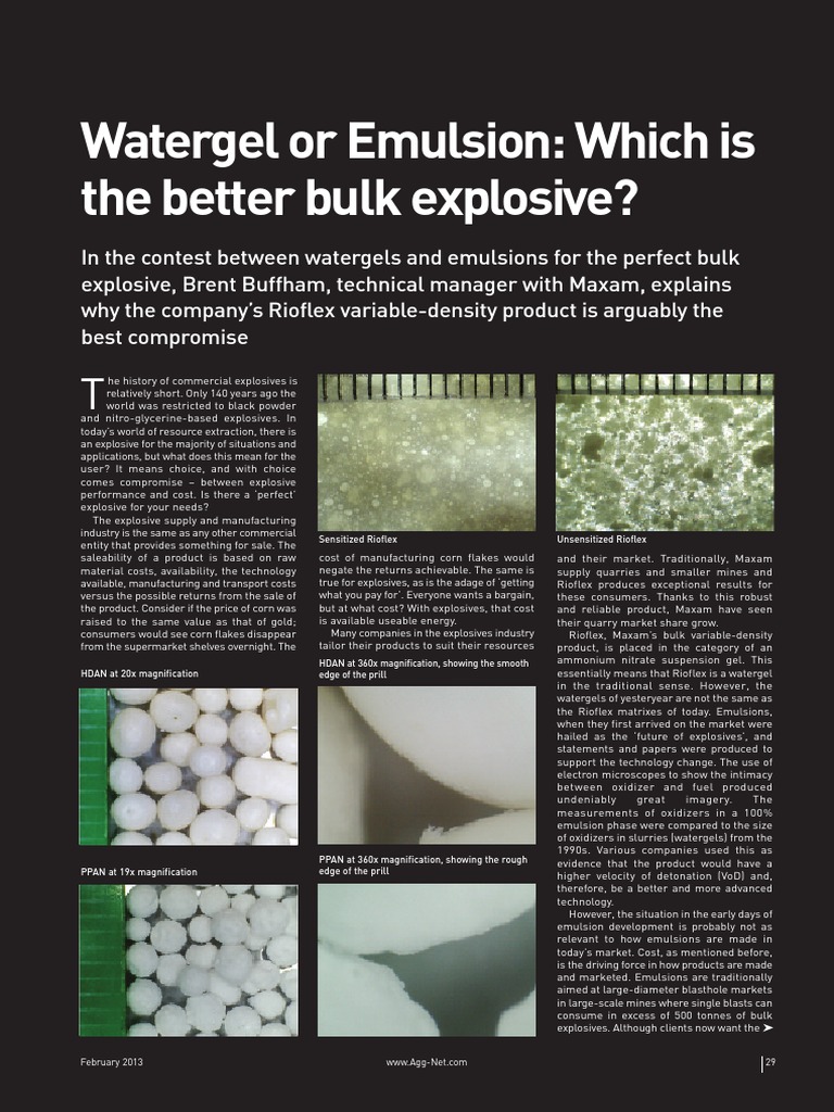 Watergel or Emulsion | Explosive Material | Emulsion