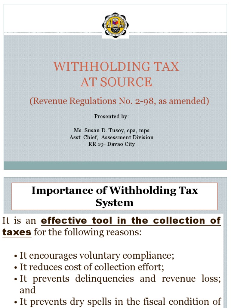 Lecture Witholding Tax | PDF | Withholding Tax | Employee Benefits