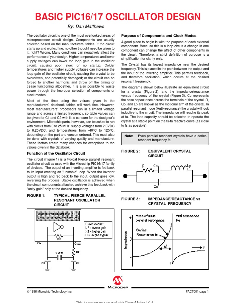 Basic Pic16/17 Oscillator Design: By: Dan Matthews | Download Free PDF ...