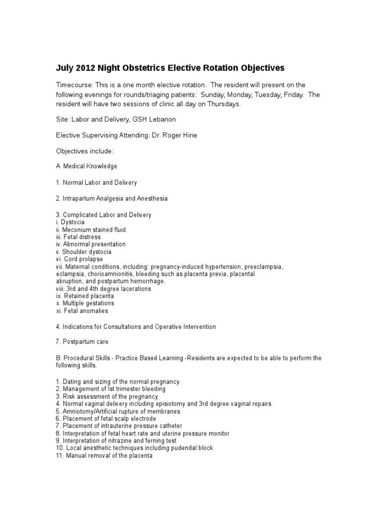 OB Objectives | PDF | Childbirth | Public Health