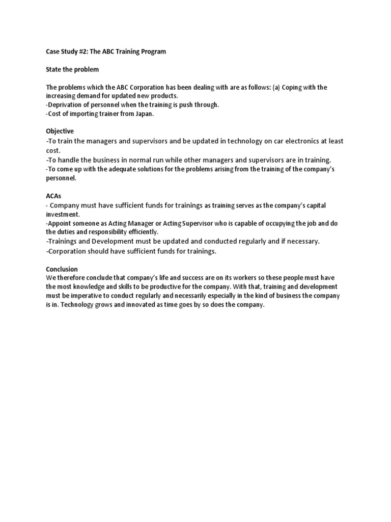 ABC Training Program Case Study | PDF | Business