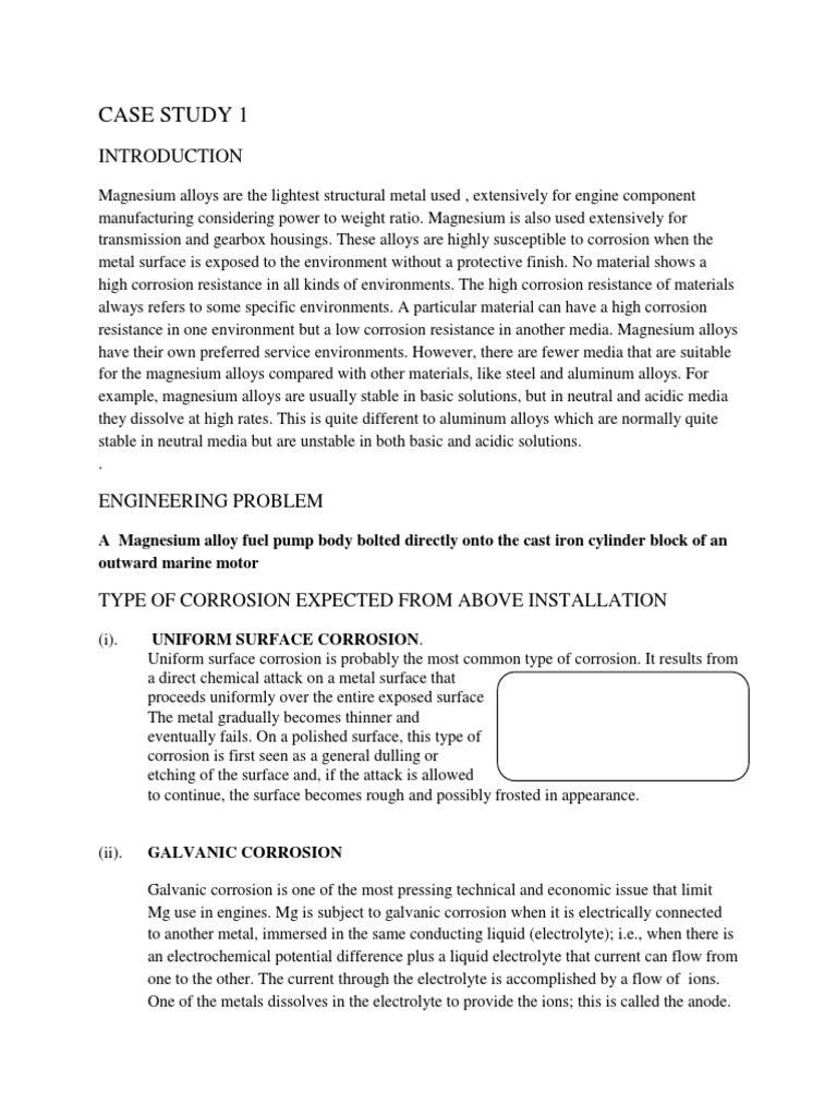Case Study Corrosion Of Pump Body Pdf Corrosion Magnesium