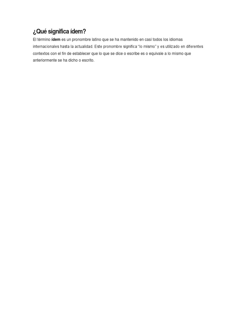 Significado de Ídem: Definición y Uso | PDF