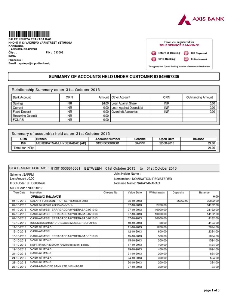 Sample Bank Statement | PDF | Debits And Credits | Debit Card