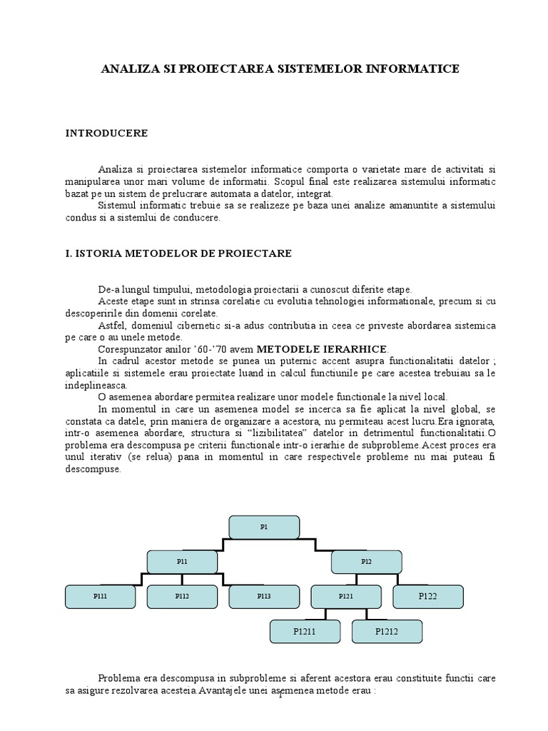 Analiza Si Proiectarea Sistemelor Informatice | PDF