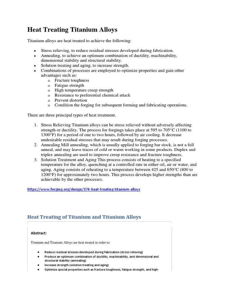 Heat Treating Titanium Alloys | PDF | Annealing (Metallurgy) | Heat ...