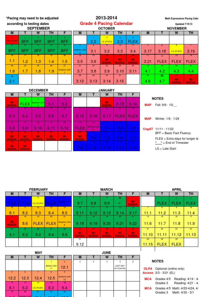 Grade 4 Math Pacing Calendar 2013-2014 | PDF | Behavior Modification ...