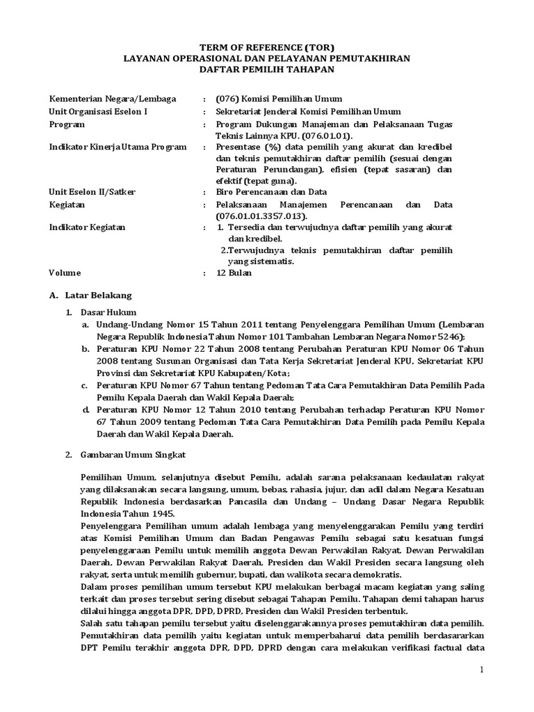 Contoh TOR | PDF