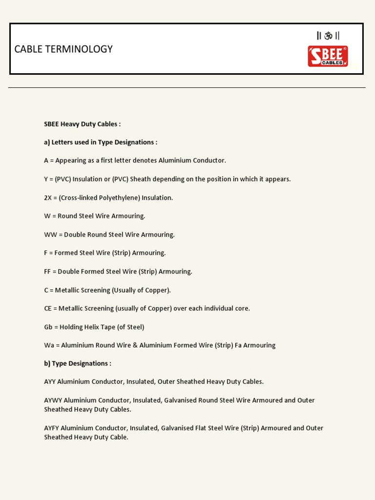 Cable Terminology 1 | Download Free PDF | Cable | Insulator (Electricity)