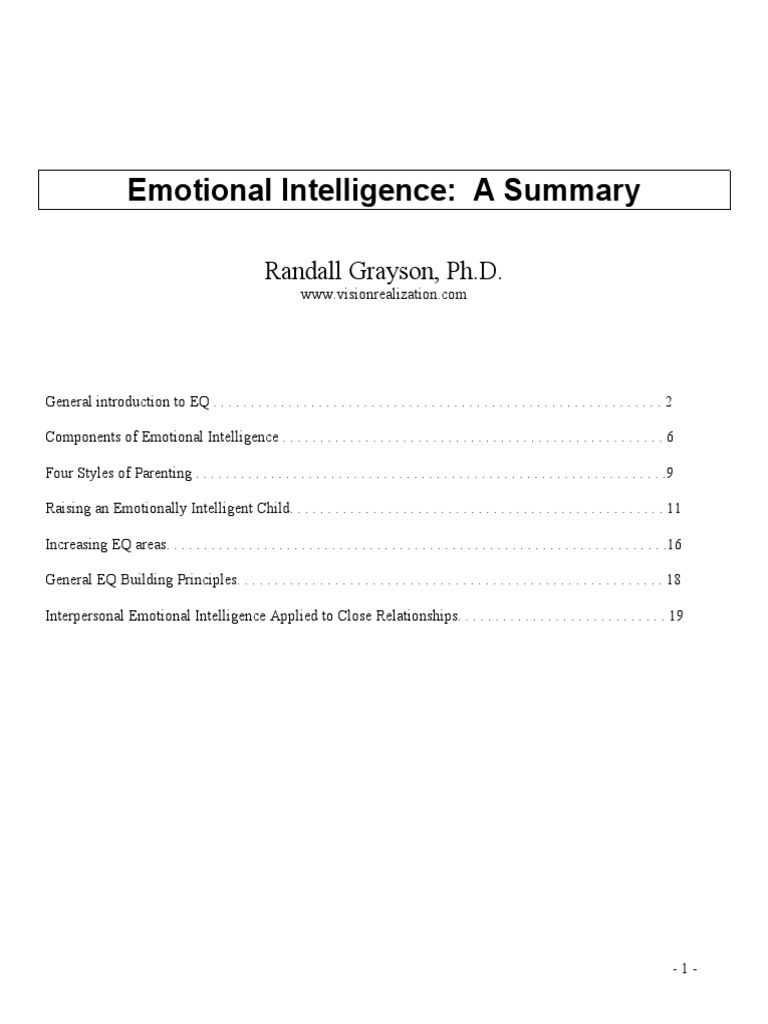 Emotional Intelligence Handout | PDF