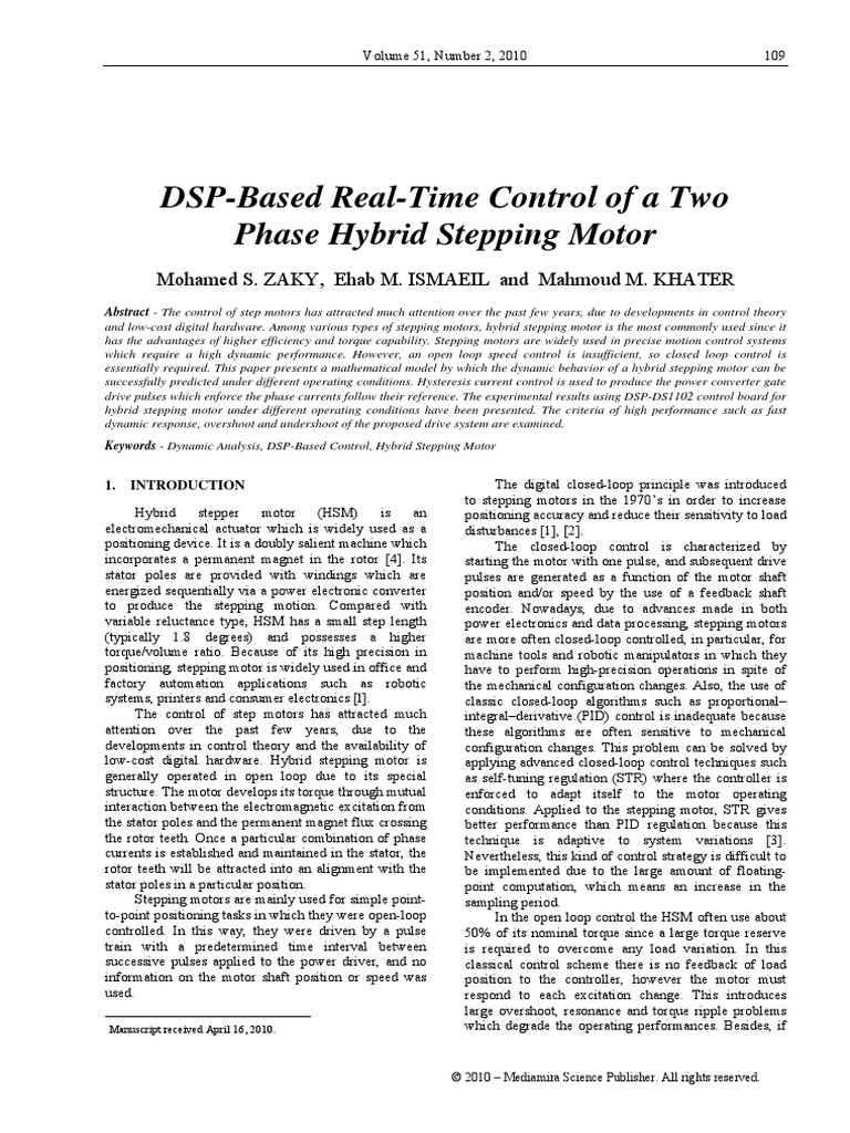 DSP Control of Stepper Motor | PDF | Control Theory | Inductance