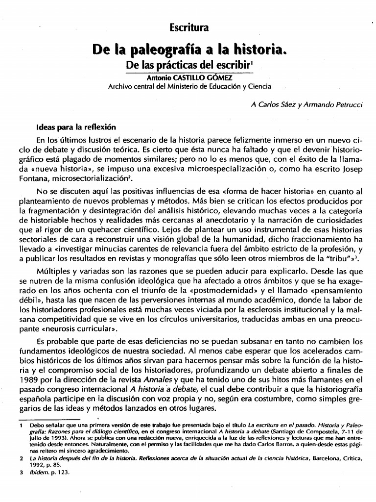 Paleografia Historia Prácticas | PDF | Paleografía | Historiografía