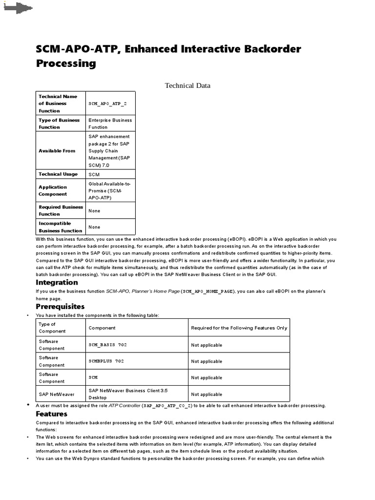SCM-APO-ATP, Enhanced Interactive Backorder Processing | PDF | Supply ...