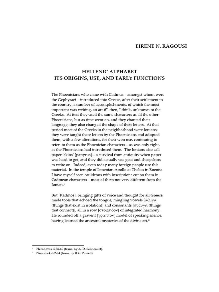 Hellenic Alphabet Its Origins, Use, And Early Functionseirene n | Greek ...