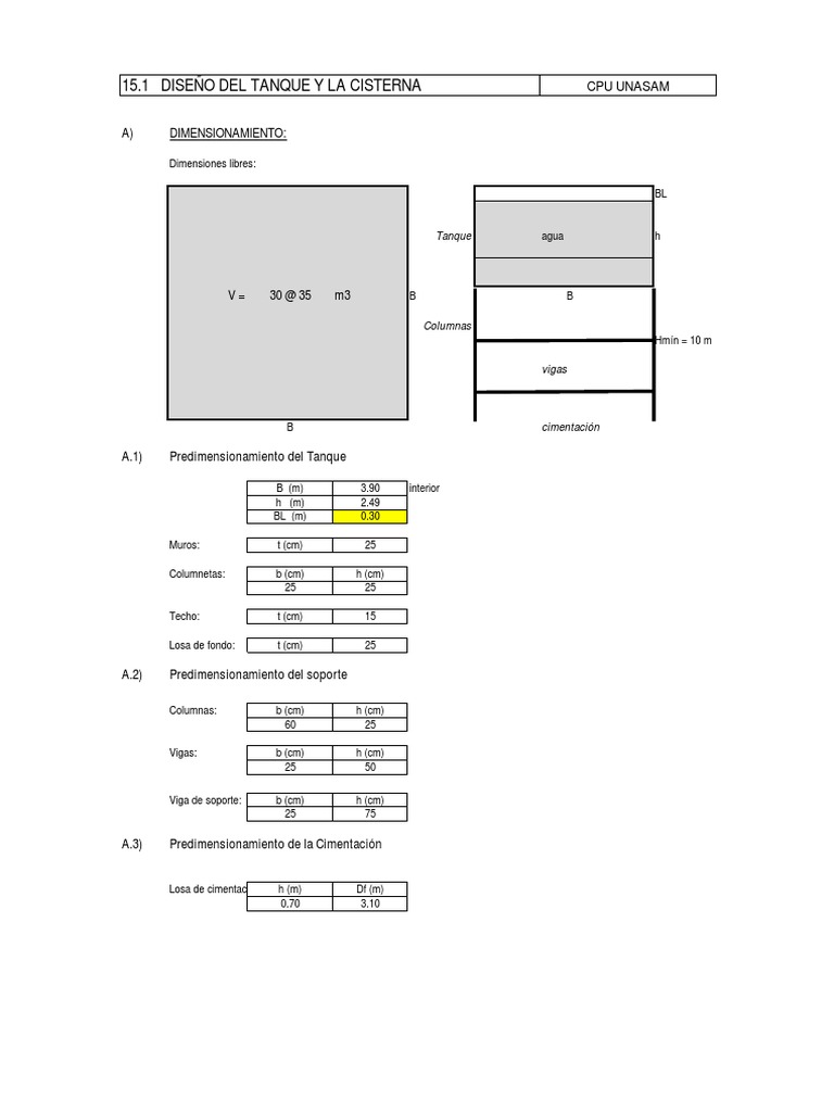 Diseño Del Tanque Elevado Cuadrado 30m3 | Ingeniería estructural | Ingeniero civil